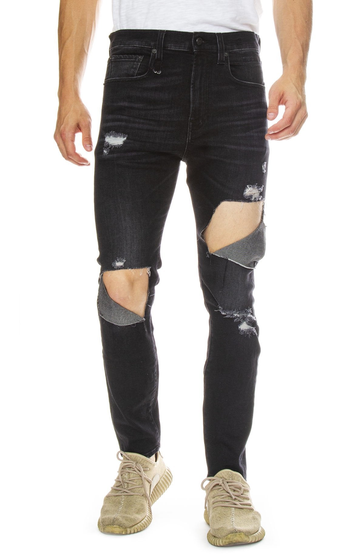 R13 Denim Men's Distressed Dark Moon Drop Jeans with Rips $494 NWT ...